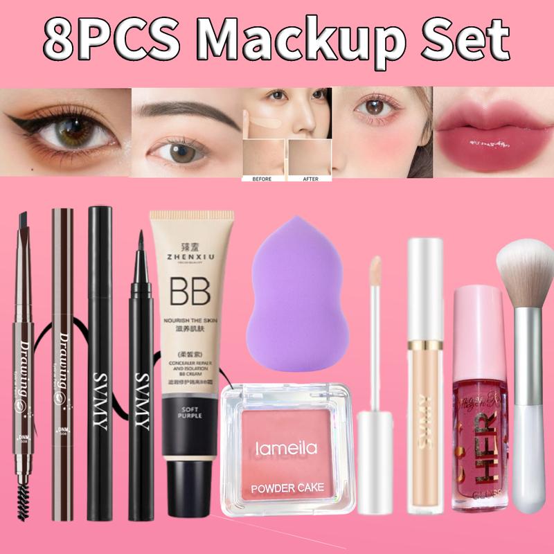 [LIVE][COD] 8PCS All Face Makeup Set Liquid foundation BB cream+Powder ...