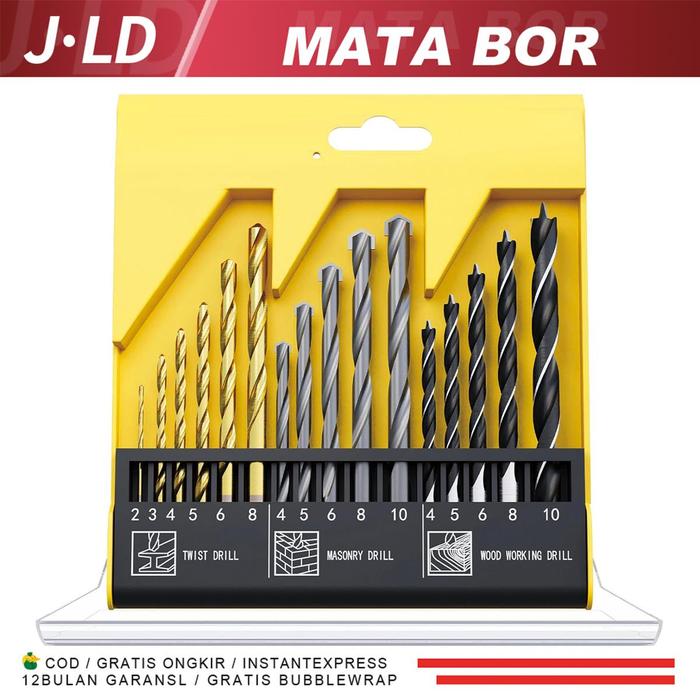 Promo JLD Mata Bor Set 16pcs Multi-Purpose Drill Bit Set Mata Bor -Kayu ...