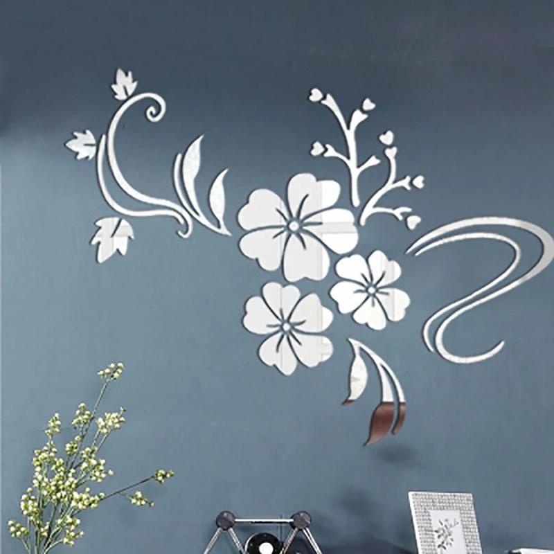 3D Beautiful Acrylic Stereo Wall Sticker DIY Flower Rattan Decoration ...