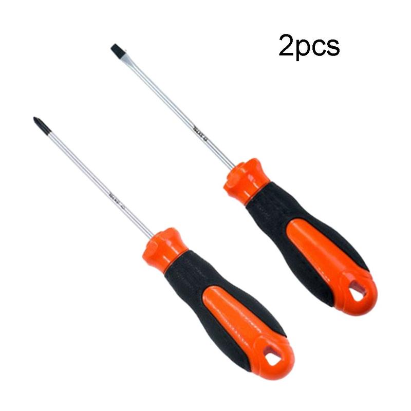 2pcs Cross/Slotted Screwdriver Steel Rubber Hand Tools Screwdriver ...