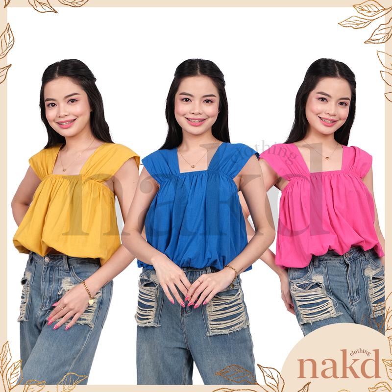 NAKD KOREAN FASHION SHIN BUBBLE COTTON LINEN SUMMER CASUAL BASIC ...
