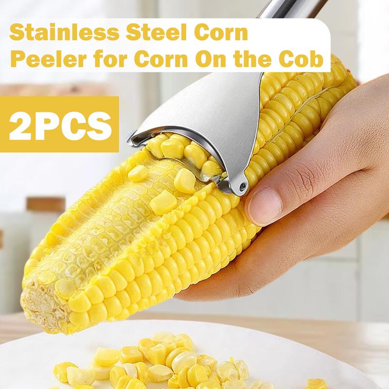 2 Counts Corn Peeler, Corn Cob Stripper & Thresher, Ergonomic Handle ...