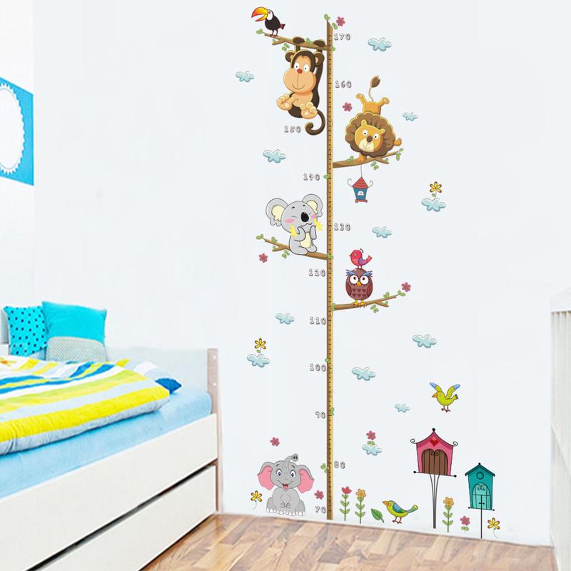 Lovely Animals On Tree Branch Growth Chart Wall Sticker Kids - TikTok ...