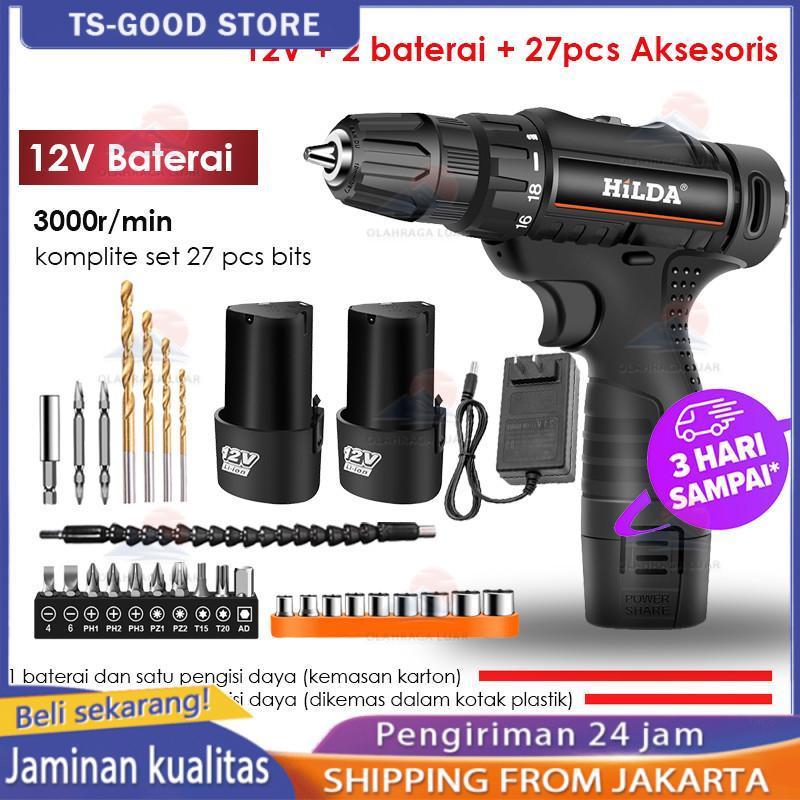 Bor Listrik 12V Mesin Bor Baterai Cordless Bor Listrik Set Electric ...