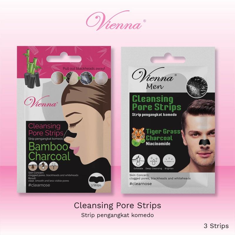 VIENNA CLEANSING PORE STRIPS CHARCOAL + BAMBOO - 3 SHEET SACHET IN 1 ...
