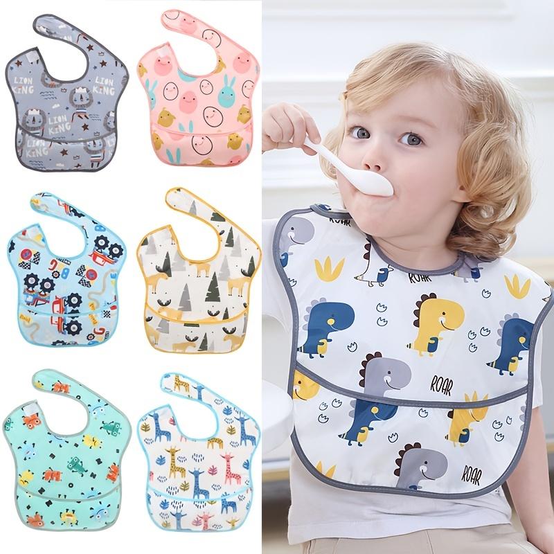 Adjustable Baby Bibs with Crumb Catcher Pocket - Colorful Animal ...