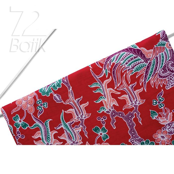 Promo KAIN BATIK KATUN Premium Motif Kembang Jago Warna Merah Abang ...