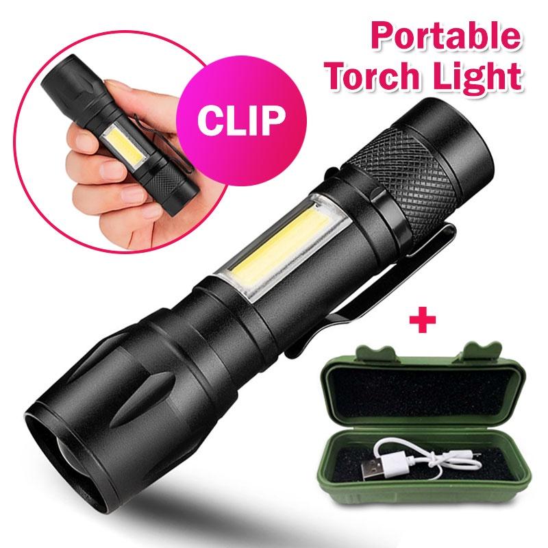 LED Torch Light Flashlight Zoomable Torchlight 3 Modes Handheld ...
