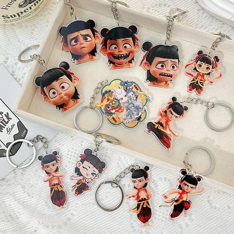 Fashion Nezha 2 Figures Keychain Hanging Anime Movies Ne Zha - TikTok ...