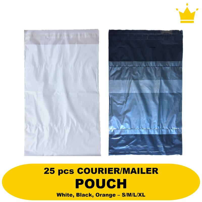 25 pcs Courier Pouch White Black Orange - S M L XL - Mailer Parcel ...