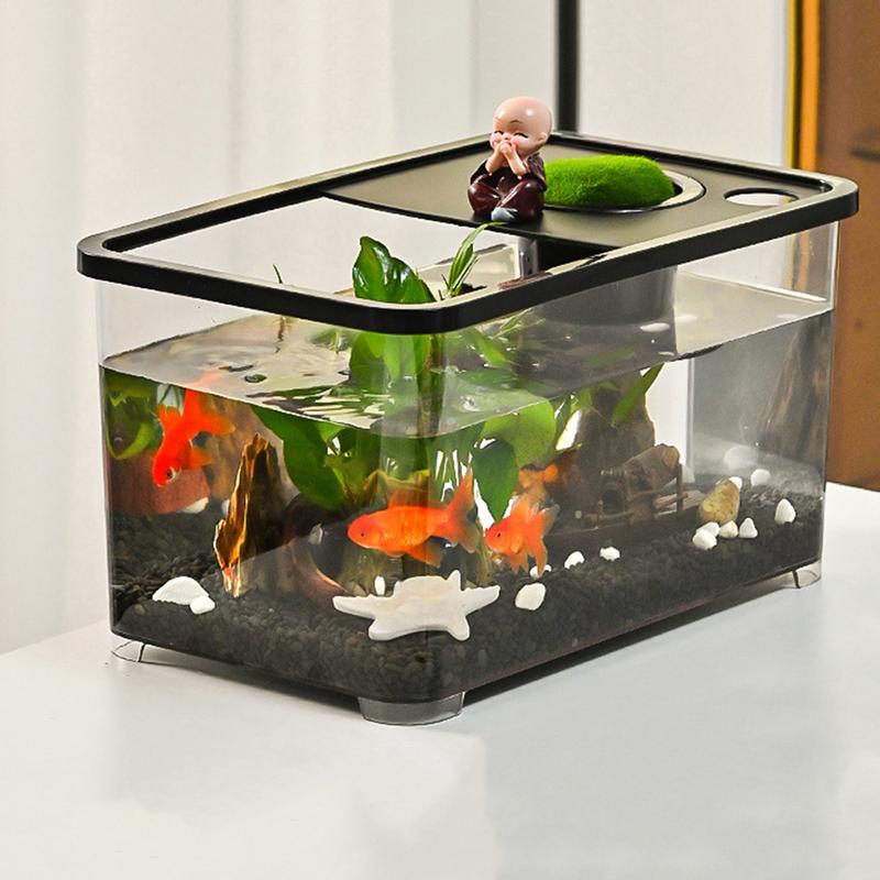 Plastic Fish Tank Small Betta Fish Tank with Hanging Basket Household ...