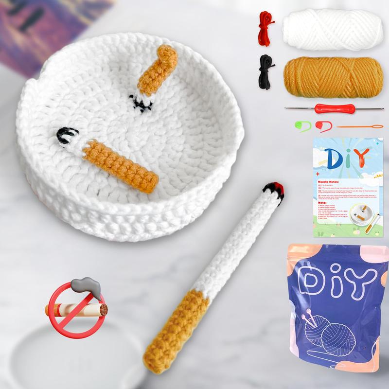 Ashtray & Cigarette Design Crochet Kit, 1 Set DIY Beginner Crochet ...