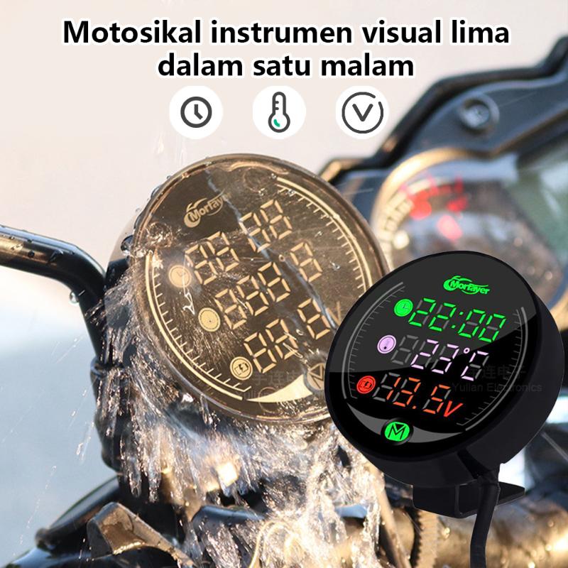 5in1 termometer voltmeter stopwatch USB charging 5V-2.1A universal jam ...