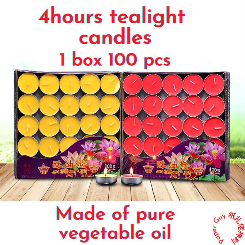 4/8 Hours Pure Natural Tealight Candle【Red/Yellow】 Ghee Lamp - TikTok ...