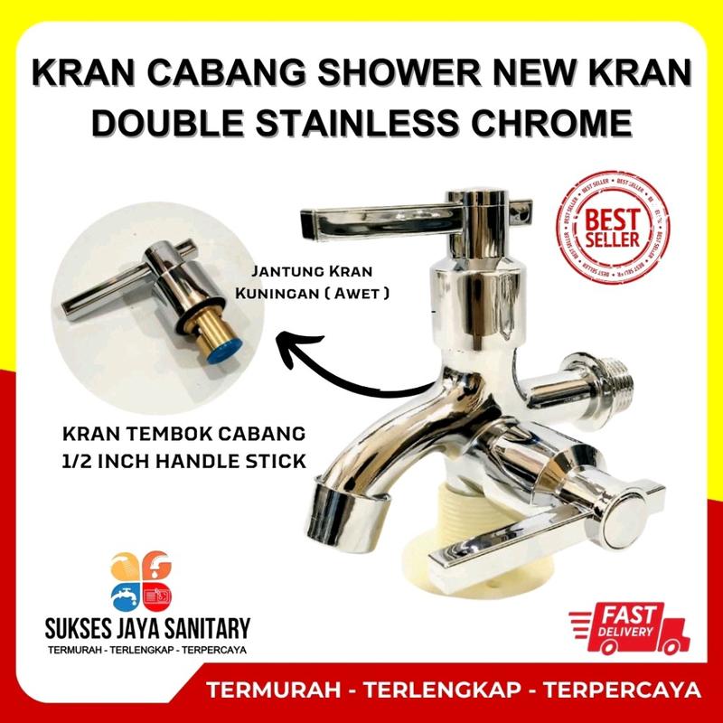 Kran Cabang Shower New Keran Double Stainless Chrome Kamar Mandi - Shop | Tokopedia