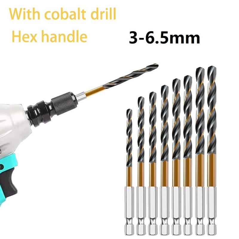 8PCS HSS High Speed Steel Coated Drill Bit Set 1/4 Hex Shan - TikTok ...