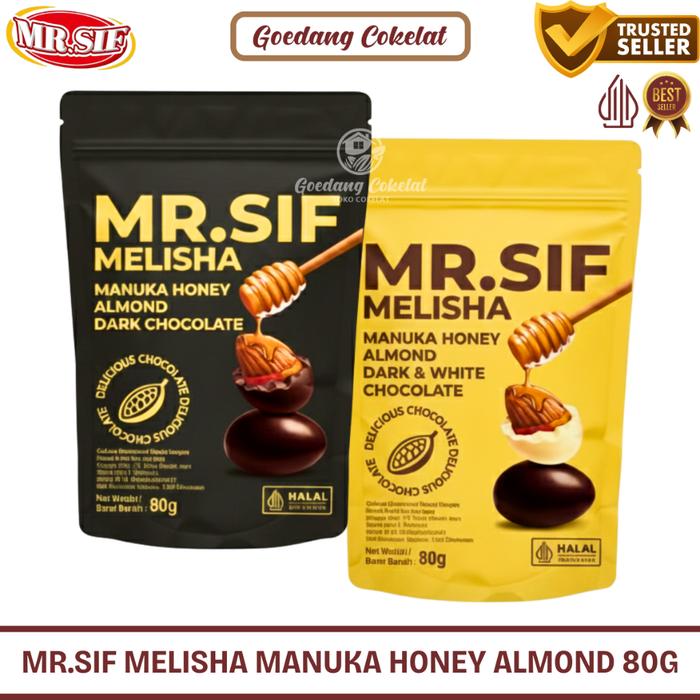 Promo MR.SIF Melisha Manuka Honey Almond Dark White Chocolate 80g ...