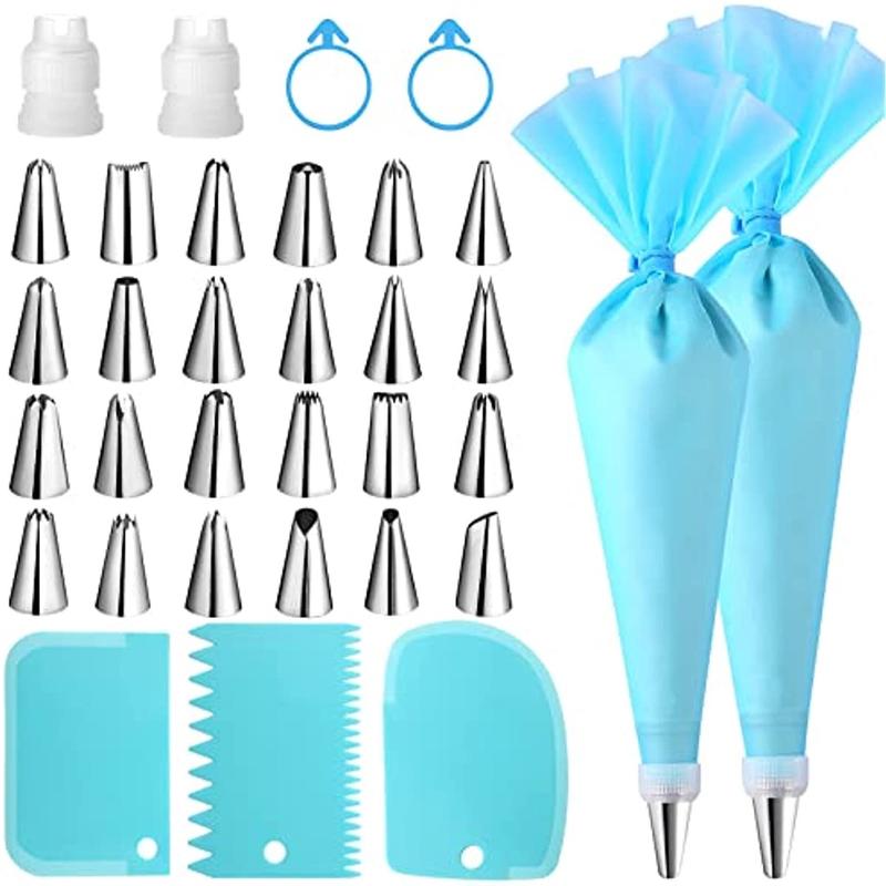 33PCS Icing Piping Bags Tips SetReusable Pastry Bags Cake Decorating ...