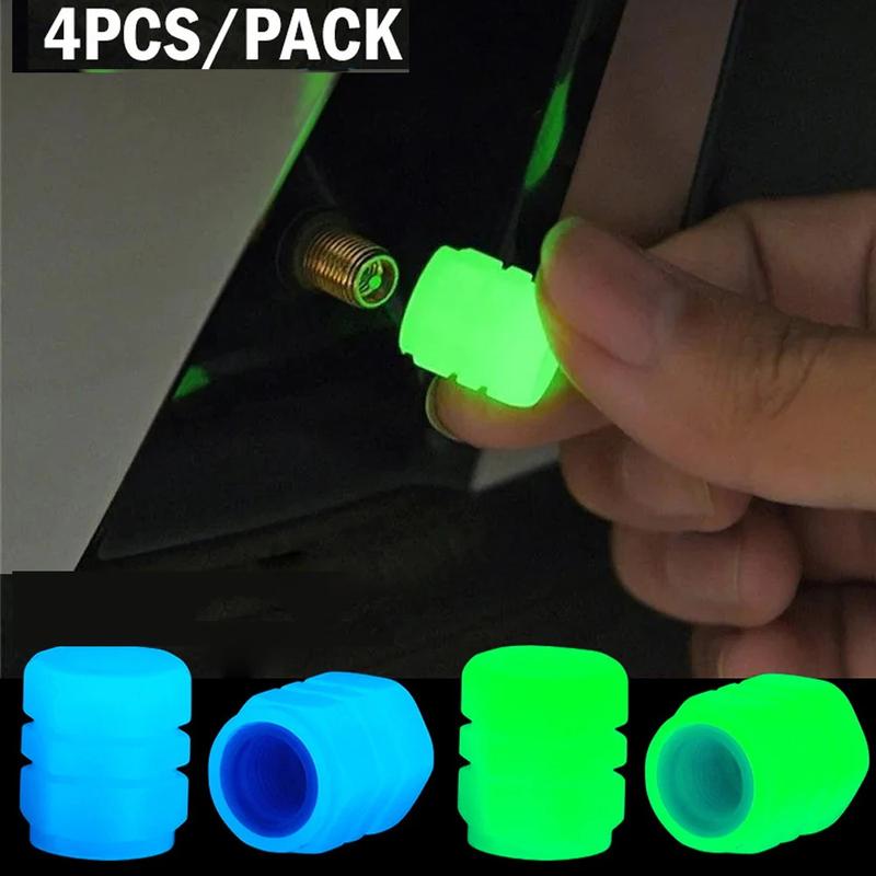 1/4pcs Luminous Valve Caps Fluorescent Night Glowing Car Motorcycle ...
