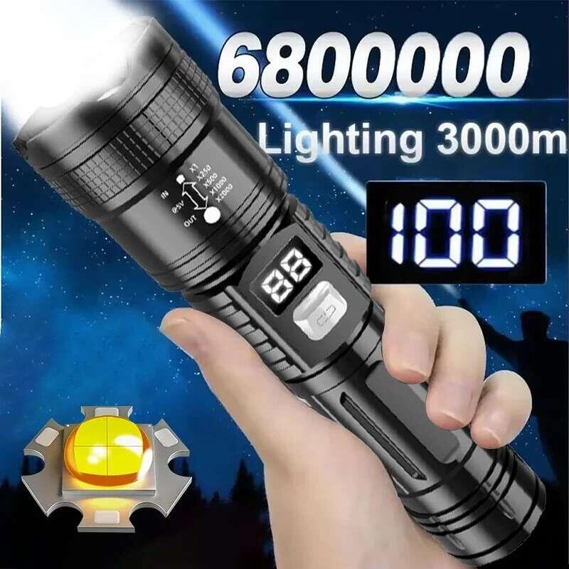 Lampu Suluh LED Kuasa Tinggi, Bateri Terbina dalam, USB Bole - TikTok ...
