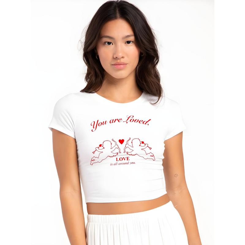 Crop Top Tee Perempuan U Are Loved Katun HersSoul kaos pres - Shop | Tokopedia