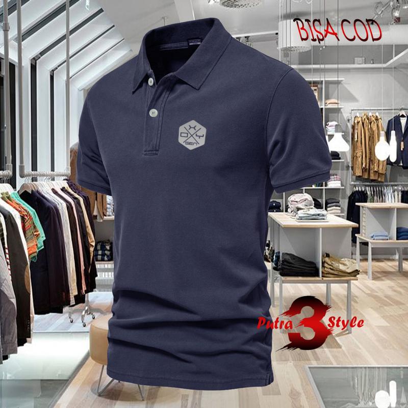 Baju distro style polo collar oxygen X Blok text Silver Baju - TikTok ...