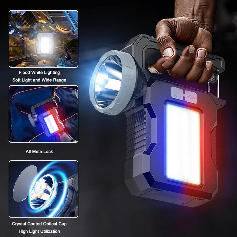 Portable LED Flashlight With 4 Light Beads And COB Side Lights - TikTok ...