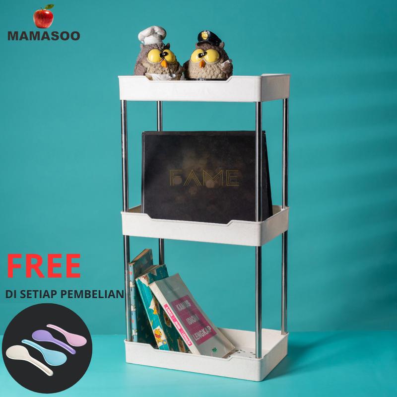 [Mamasoo] Rak Troli 4 Susun Wheat straw Serbaguna Dapur, Kamar Mandi ...