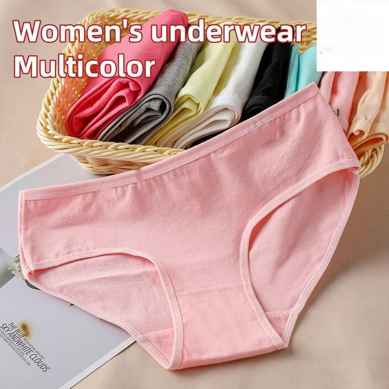 Seluar Dalam Wanita, Warna Pepejal, Pinggang Tengah, Sesuai untuk ...