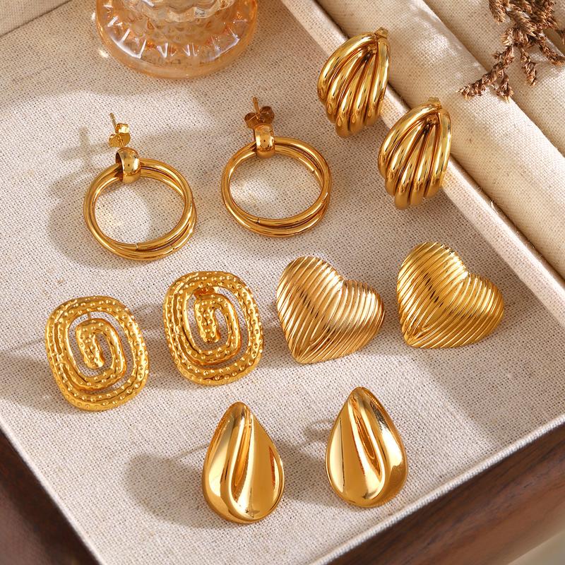 Anting-anting Titisan Air Geometrik Jantung Keluli Tahan Karat ...