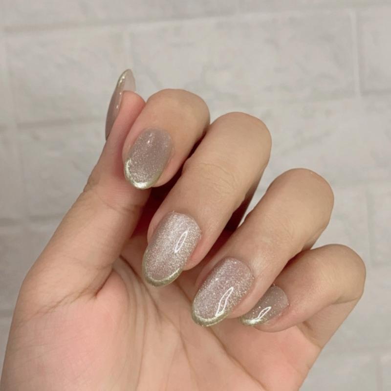 Press on nails cat eyes gold tip Kuku Palsu Nail by Aisha - Shop | Tokopedia
