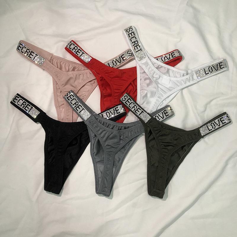 Sexy Rhinestone Thongs - Stretchy Low Waist Cotton Lined Spandex ...