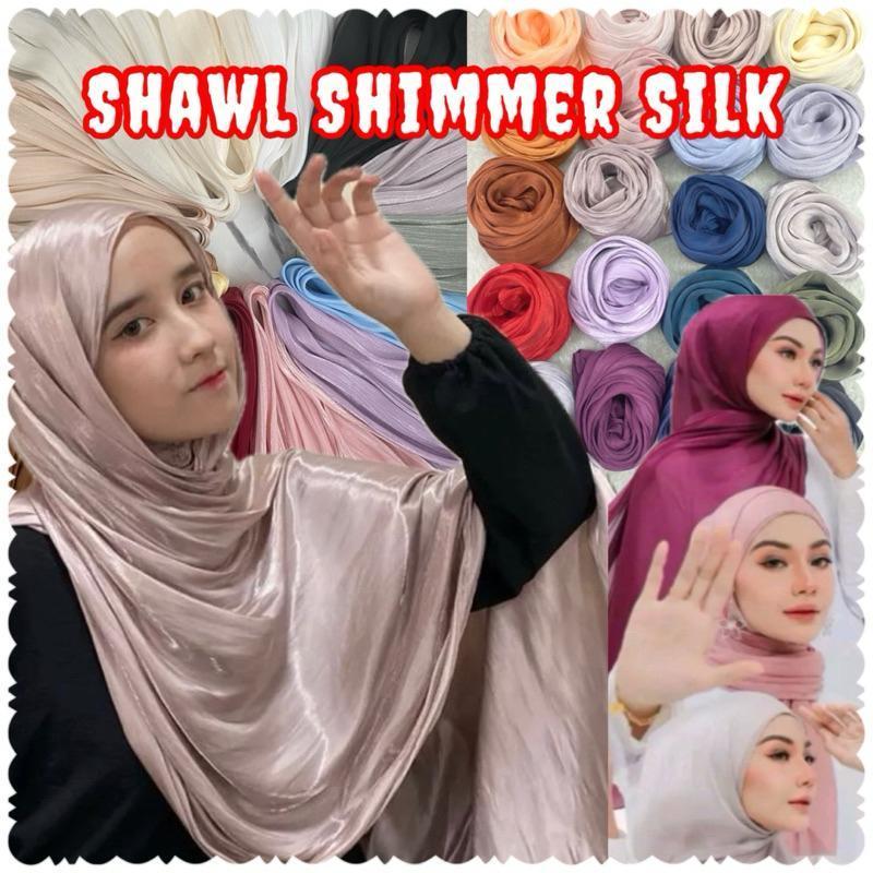 Shawl Shimmer Luxury Shiny Silk Ready Stock Hijab Wanita - Square ...
