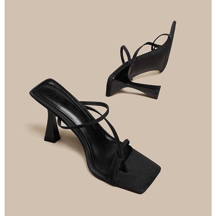 2024 Korean Style Elegant Simple Square Toe Covering Ankle-Strap ...