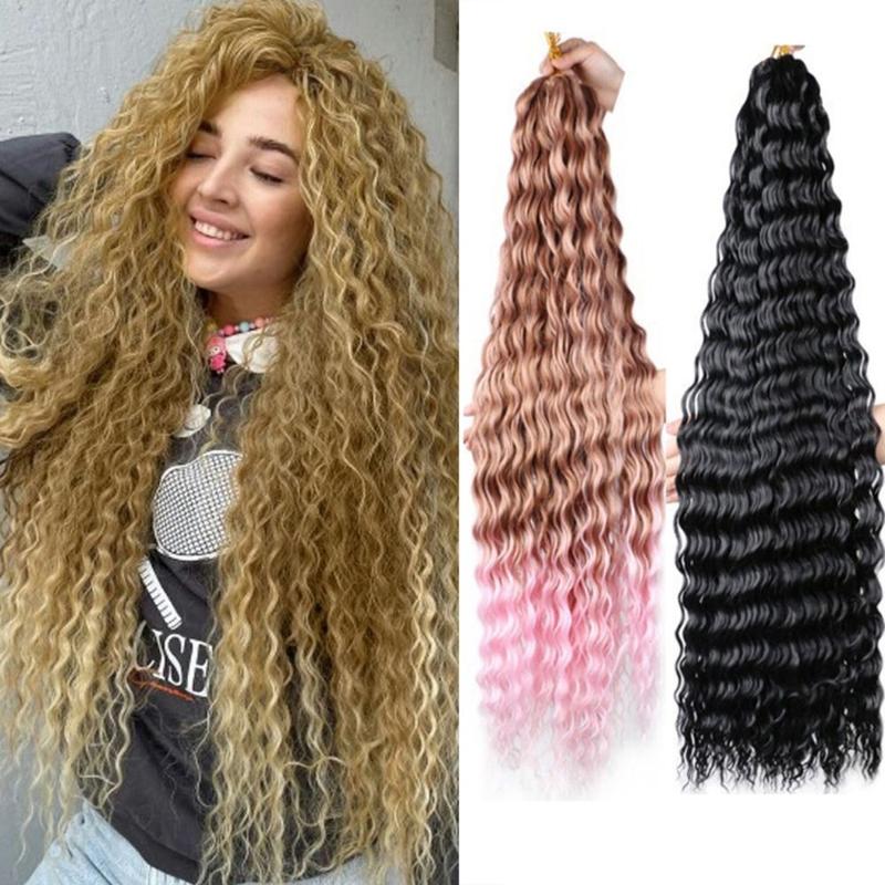 Rambut Mengait, Freetress, Keriting Ombre Afro, Sintetik, Gelombang Air ...