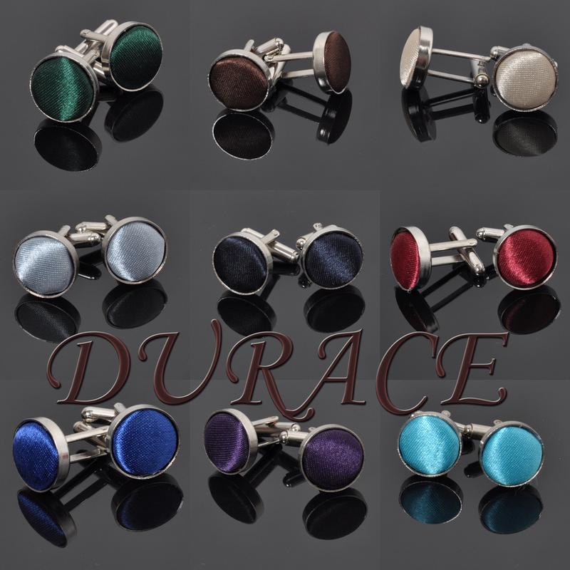 Men's Metal Solid Color Fabric-Wrapped Round Cufflinks | French ...