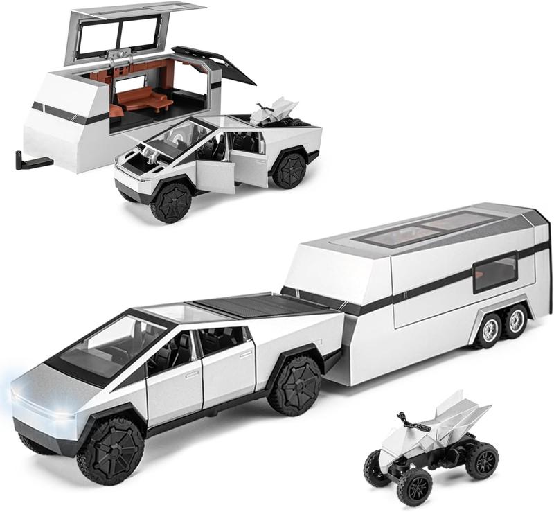 Cybertruck Toy for Kids, Pickup Truck with RV Motorcycle Cybertquad ...