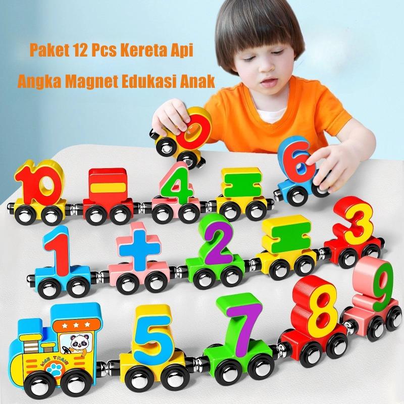 【Ready】 Mainan Edukasi Kereta Api Beroda 1-10 Magnet – Mainan Anak ...