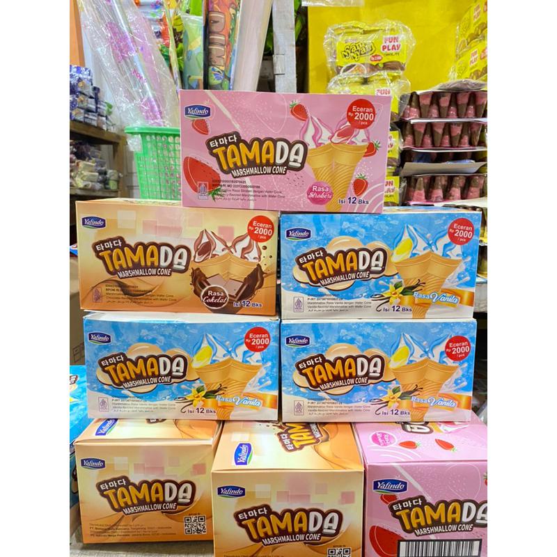 Tamada Marsmallow Cone isi 12pcs Rasa Cokelat, Vanila, Stroberi - Shop ...