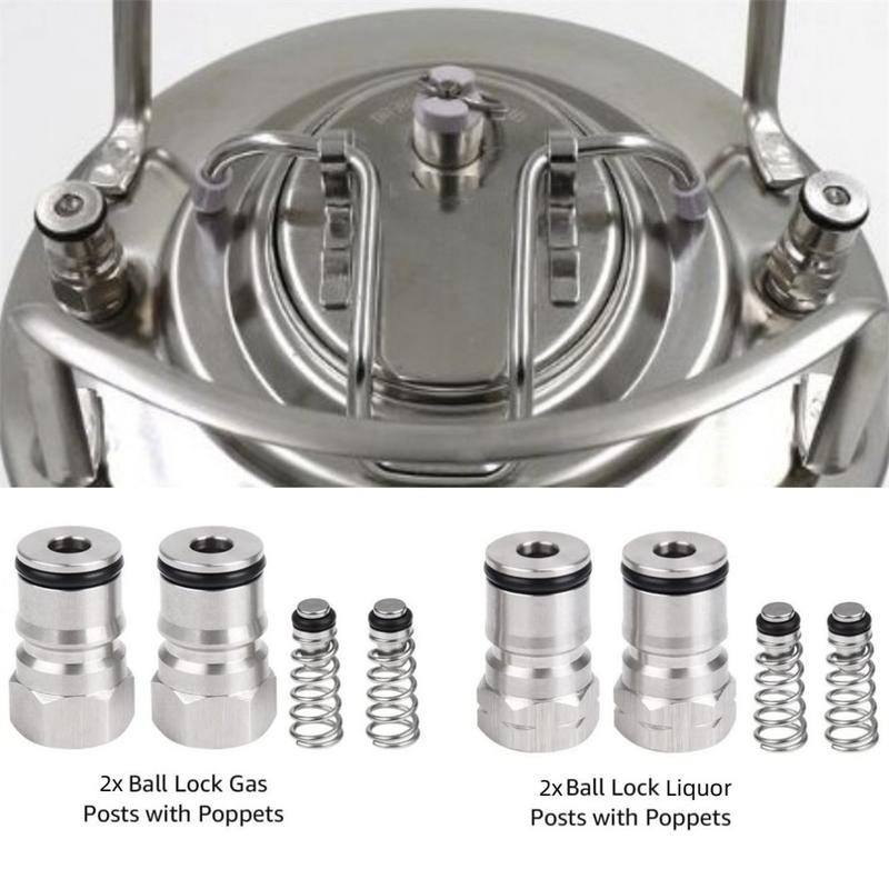 2Pairs Stainless Steel Ball Lock Keg Posts Couplers Set for Homebrew ...