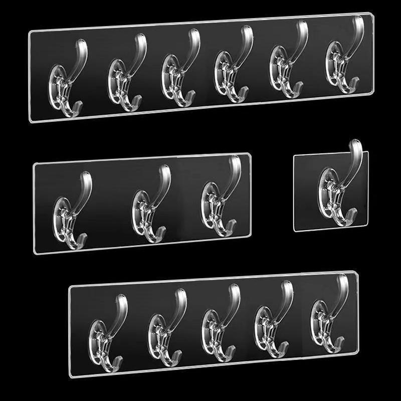 Invisible Wall Hooks Transparent Sticky Hook 1-6 Rows Hanger - TikTok ...