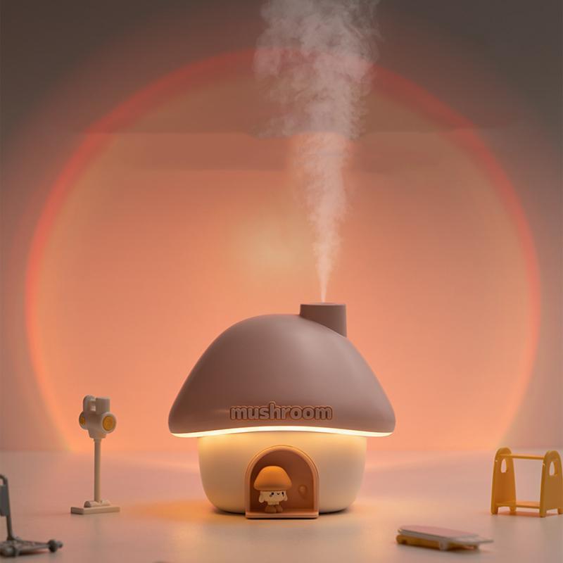 Cute Mushroom House Design Humidifier, USB Rechargeable Air Humidifier ...