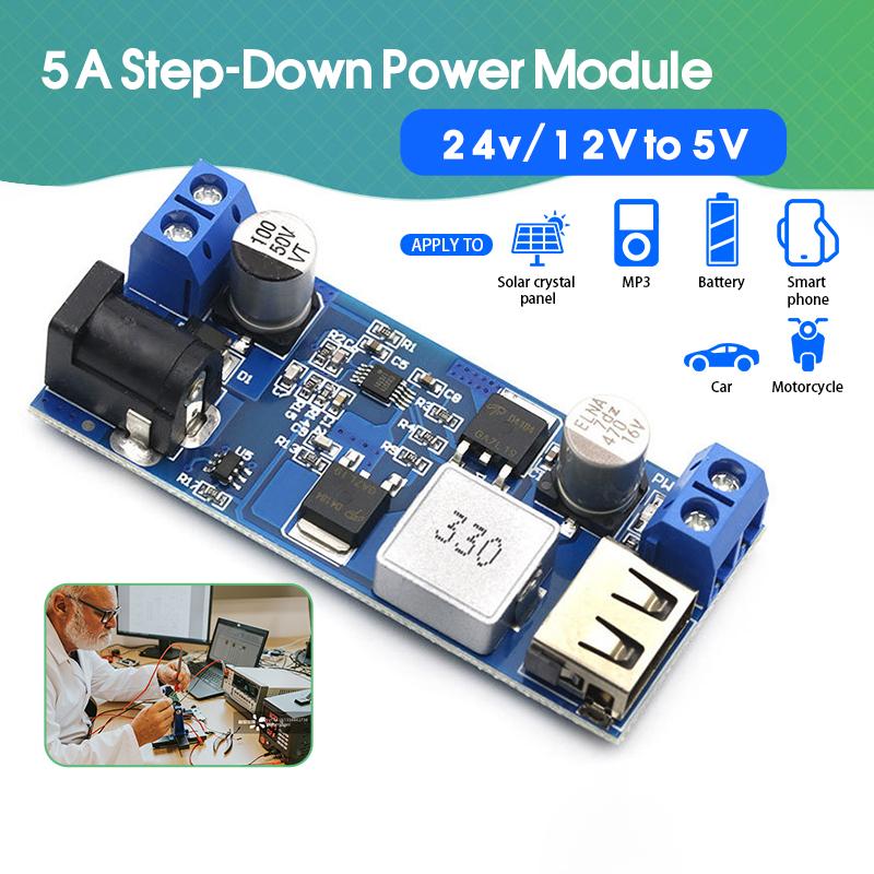 24V/12V to 5V 5A Power Module DC-DC Buck Power Module Adjustable ...