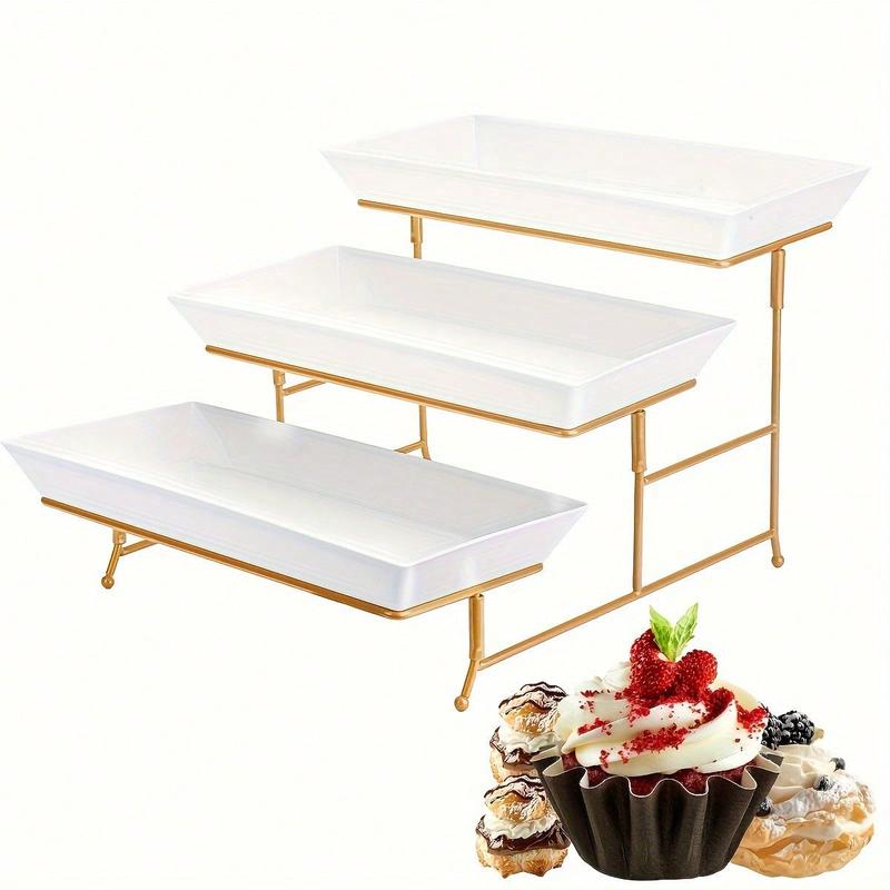 1Pcs-Three-Tier Dessert Stand, With Foldable Metal Display Rack And 3 ...