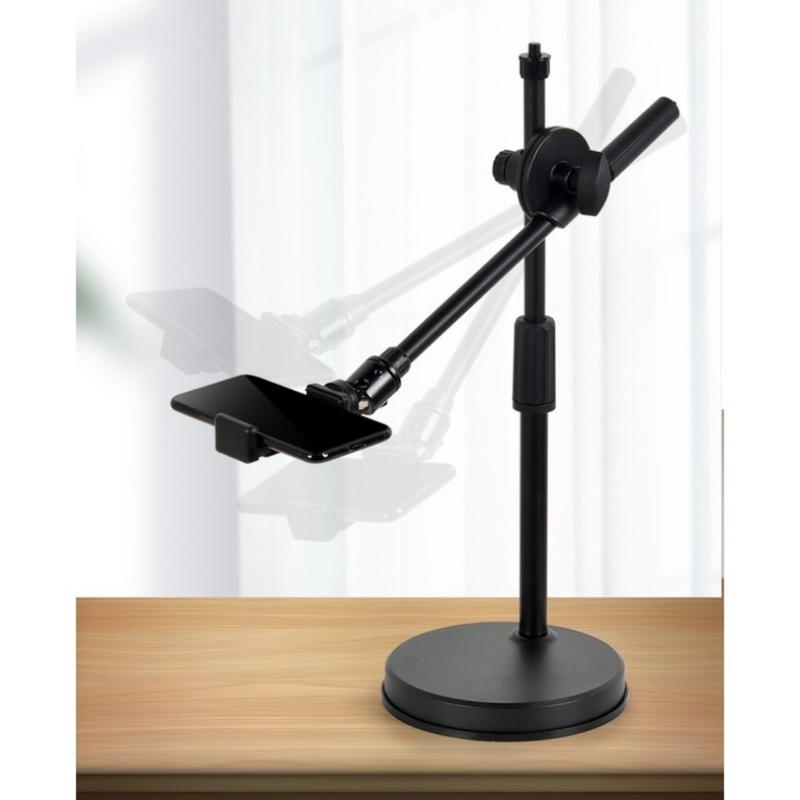 Stand Meja Tripod Mendatar dengan Klip Telefon Bimbit untuk Rakaman ...
