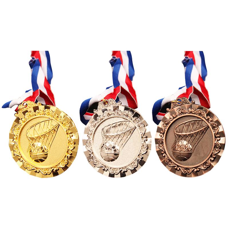 6.5cm Basketball Medals Gold/Silver/Bronze Medals with Neck Ribbon ...