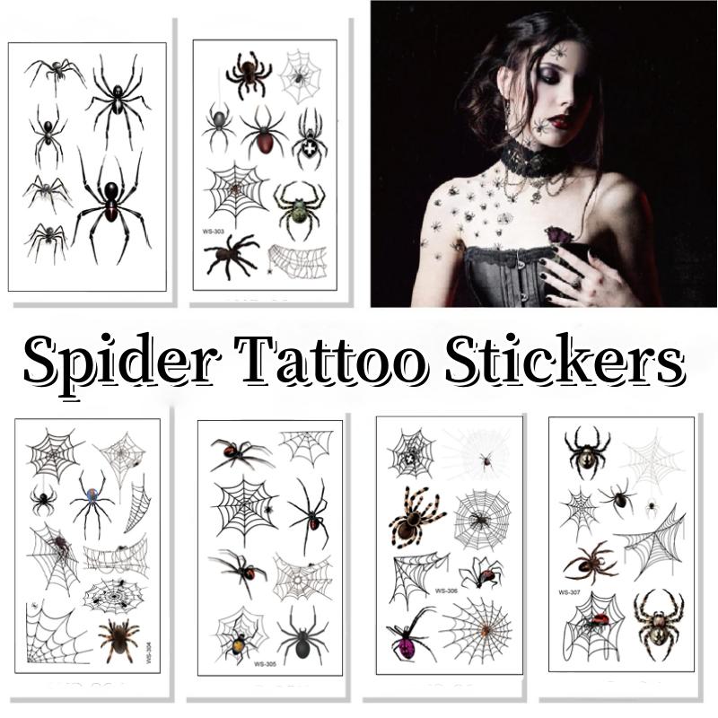 Pelekat Tatu Labah-labah, Percetakan Pemindahan Air, Hitam dan - TikTok ...