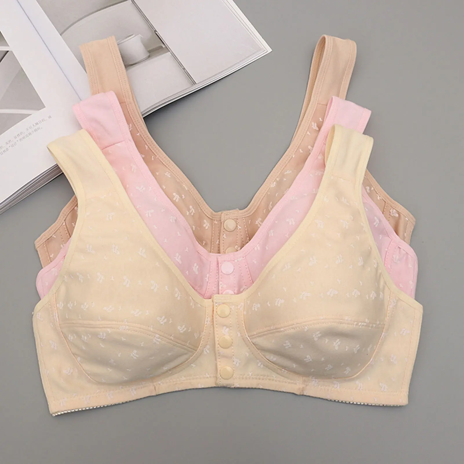 Women Bra Front Button Closure Thin Shockproof Push-up Soft Breathable ...