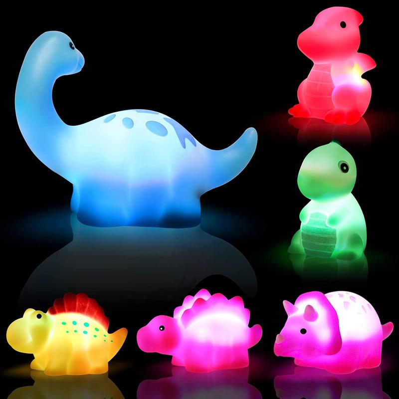 Glowing Dinosaur Shaped Bath Toy, 6 Counts/set Waterproof Light ...