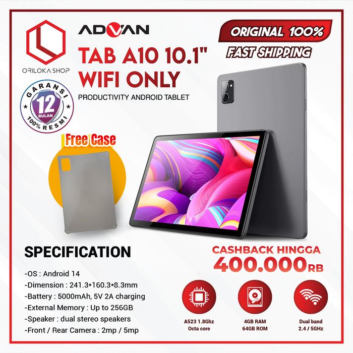 Promo ADVAN TAB A10 Wifi Only 4GB/64GB | Layar 10.1” | Tablet Android ...